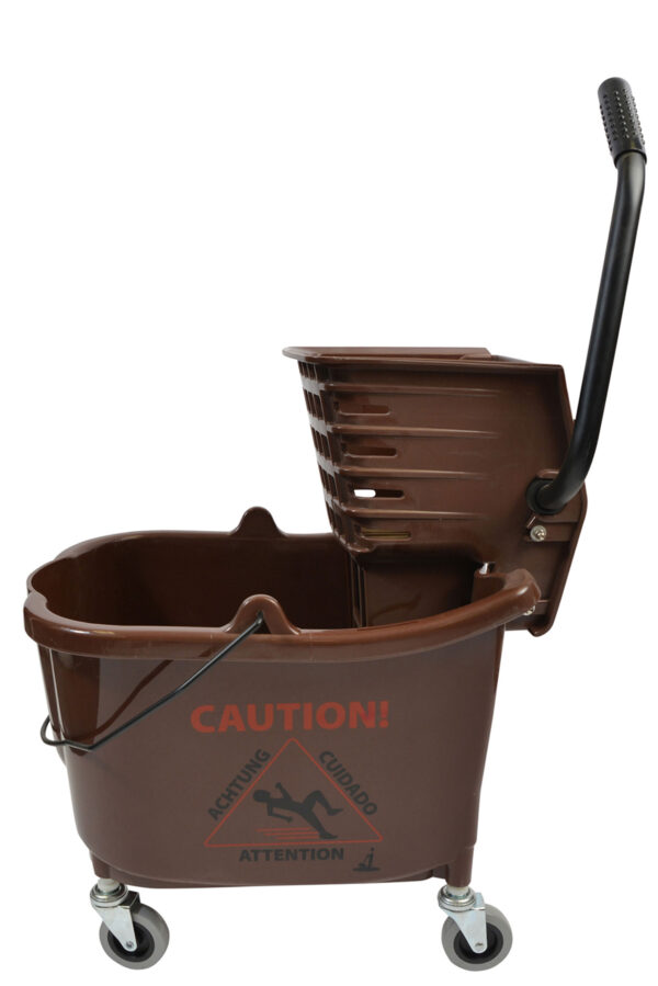 Mop Bucket With Side Press Wringer Combo 35 Quart Brown - Janico Inc