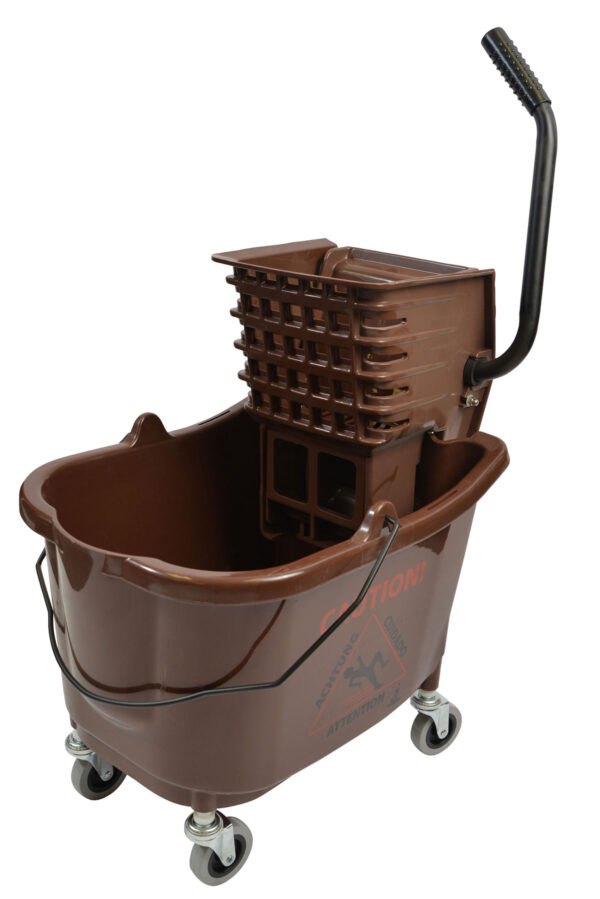 Mop Bucket With Side Press Wringer Combo 35 Quart Brown - Janico Inc